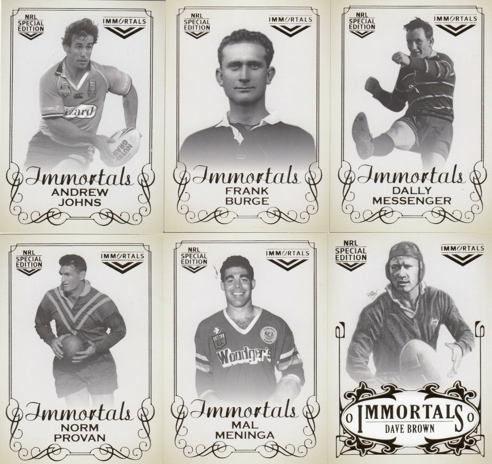 2018 TLA NRL GLORY TRADING CARD IMMORTALS PHOTO CARD SET(6) (IMP8-IMP13 ...