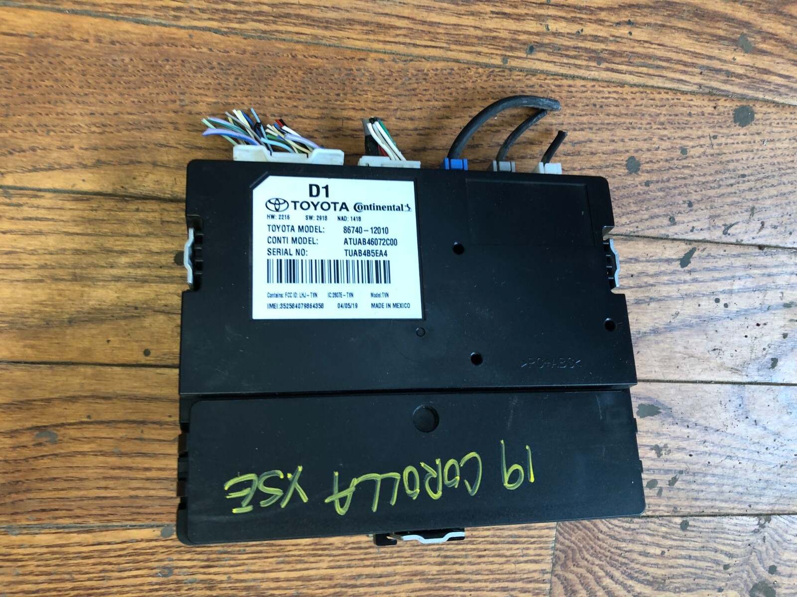 2019 TOYOTA COROLLA XSE OEM Transceiver Telematics Computer Module ...
