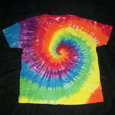 2X Organic Tie Dye T-Shirt Rainbow Spiral Tye Dyed 2XL XXL Hippie Fair ...