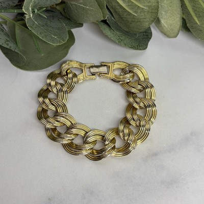Vintage Monet Gold Tone Double Link Chunky Oversized Oval Link Chain ...