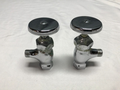 Vintage Pair Wolverine Chrome Brass Bathroom Sink Water Turn Valves Old ...