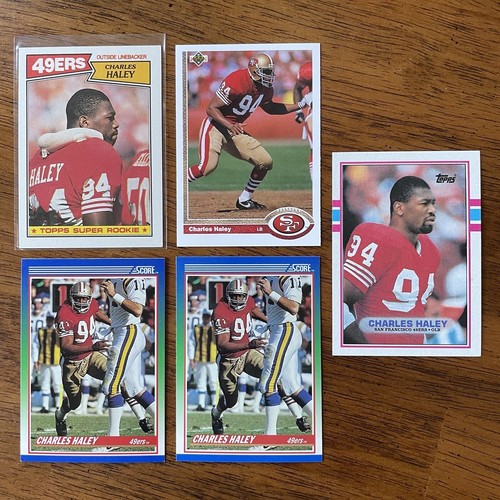 CHARLES HALEY - 5 Football Card Lot, NFL SF 49ers, 1987-90 (NM-MT) *RC ...