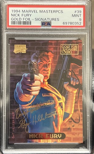 1994 Marvel Masterpieces Nick Fury Gold Foil Signature #39 PSA 9 🔥🔥 | eBay