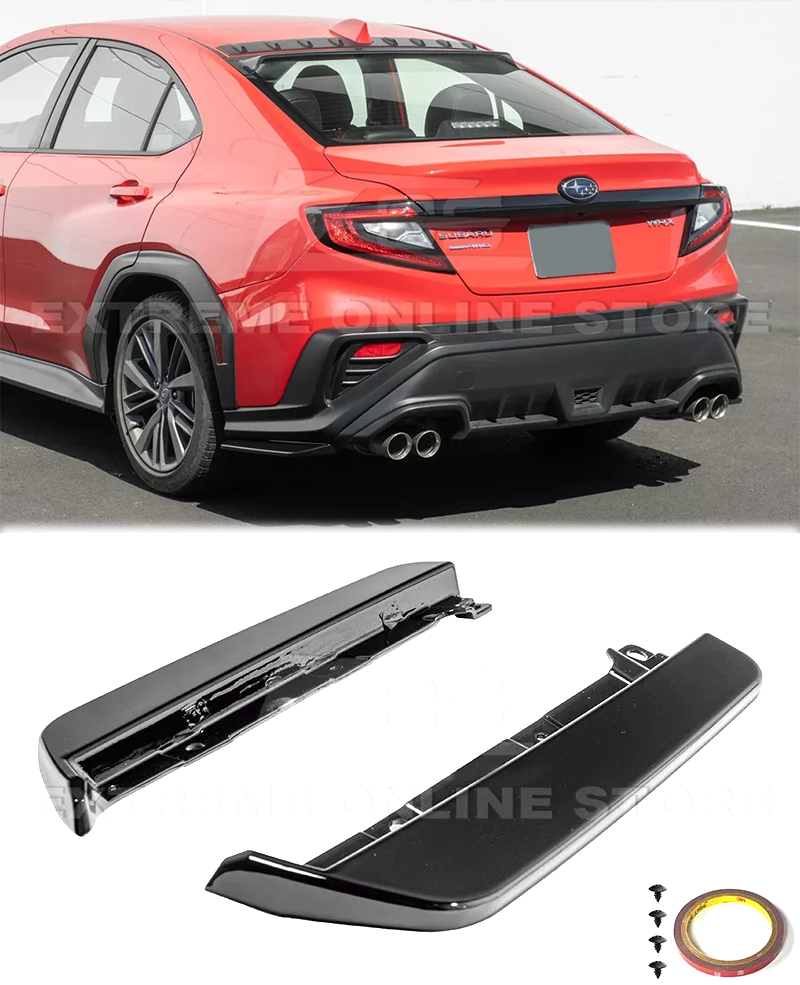 Pair Glossy BLACK Apron Lips For 22-Up Subaru WRX CS Style Rear Bumper ...