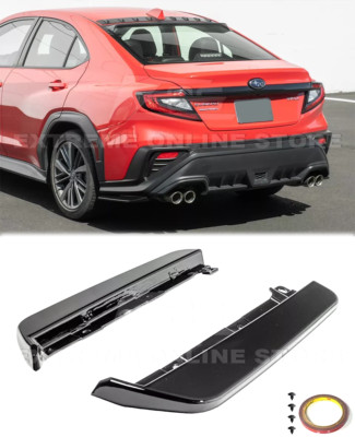 Pair Glossy BLACK Apron Lips For 22-Up Subaru WRX CS Style Rear Bumper ...