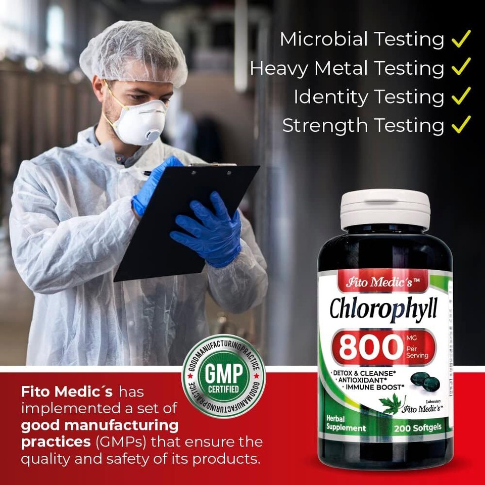 Lab - Chlorophyll - pure - 800 mg per serving- 200 Softgels ...