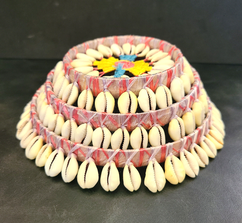 Vtg Cowrie Shell Basket Handmade Woven Nautical Beach Seashell Decor 6. ...