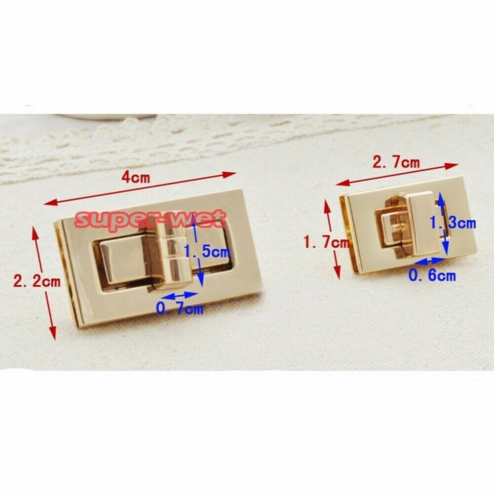 2 X Metal Bag Purse Closure Turn Twist Lock Clasp Fastener Craft Gold ...