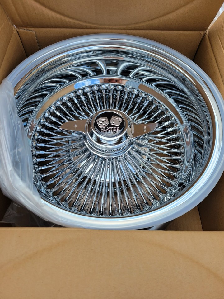 14x7 Player Wheels 7 Spoke Wire Wheels 100 Spoke 2 Bar Knockoff Wheels ...