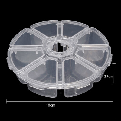 5pcs Round 8 Grids Plastic Transparent Containers Storage Case ...