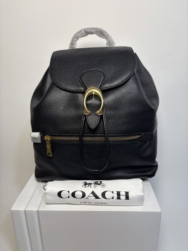 Coach Evie Backpack Womens Black Leather Gold Hardware Medium Bag 68380 ...