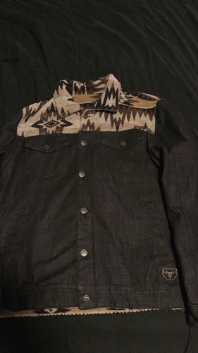 Western Mens Aztec Print Denim Jacket | eBay