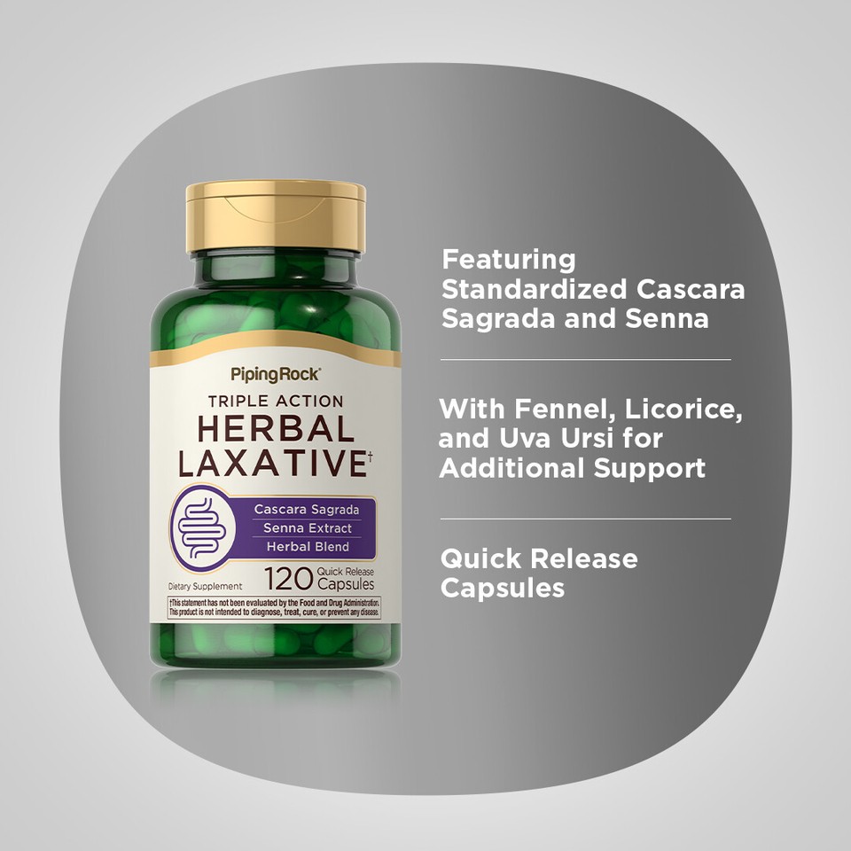 Herbal Laxative Capsules | 120 Count | Non-GMO, Gluten Free | By Piping ...
