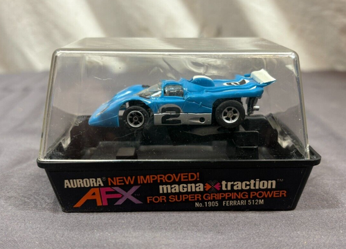Vintage Aurora AFX #1905 Magna Traction Ferrari 512M #2 Slot Car Blue ...