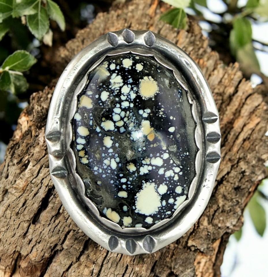 Navajo NEW LANDER Turquoise SPIDERWEB RING Sterling~SIGNED MM~ADJUST ...