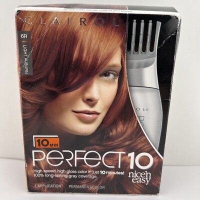 Clairol Nice'n Easy Perfect 10 Permanent Hair Dye, 6R Light Auburn ...