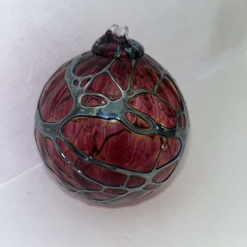 Vintage VINES Art Glass BRYCE DIMITRUK Ornament Cranberry And SILVER 3. ...