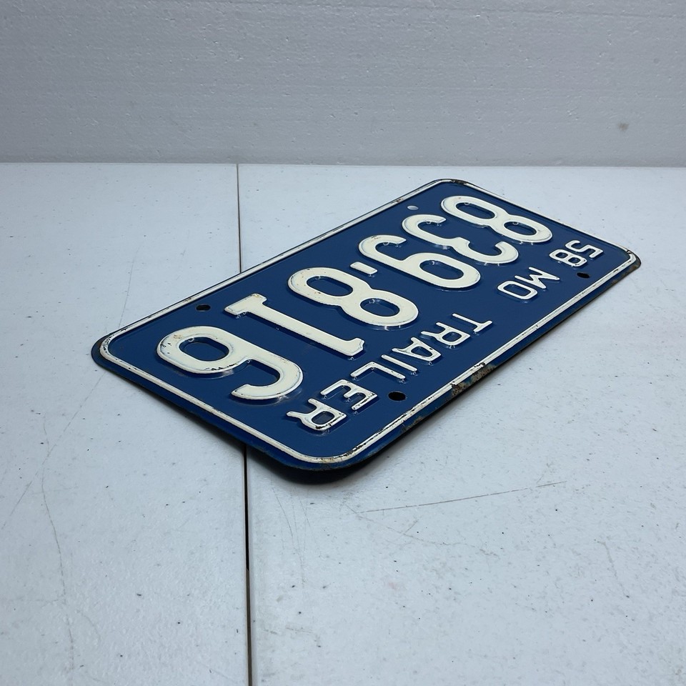 1958 Missouri Trailer License Plate Tag # 839816 | eBay