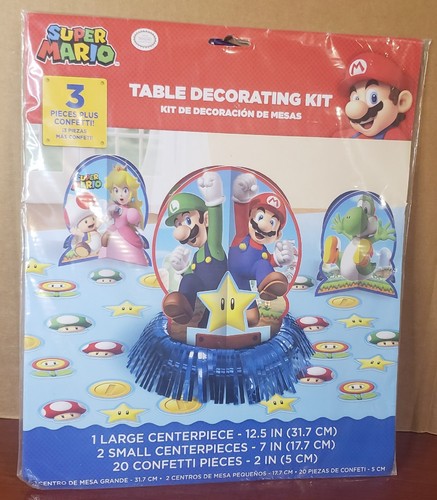 Super Mario 3 Piece Table Decorating Kit Plus 20 Confetti Pieces Party ...