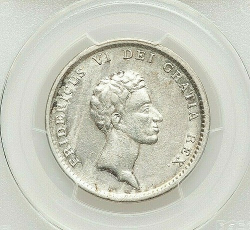 1813-IC DENMARK FREDERICK VI SILVER RIGSBANKDALER PCGS AU-50 DOUBLE DIE ...