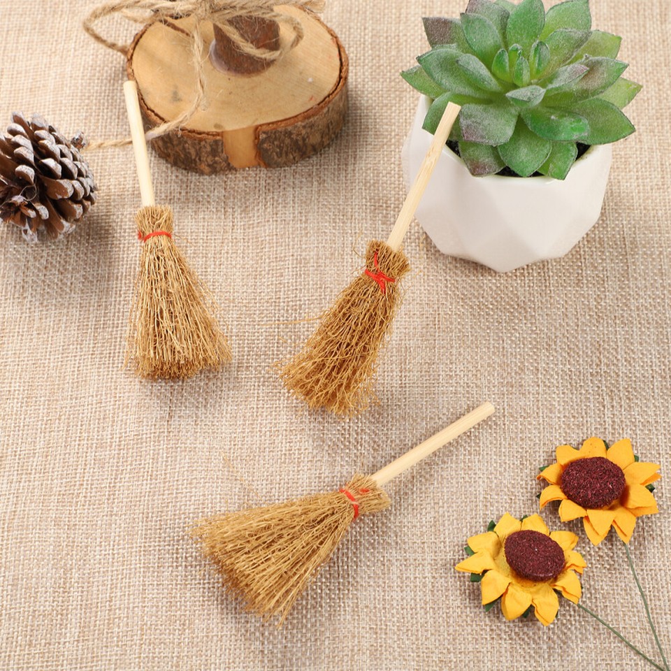 12PCS doll house mini broom ornament miniature broom Broom for Witch ...