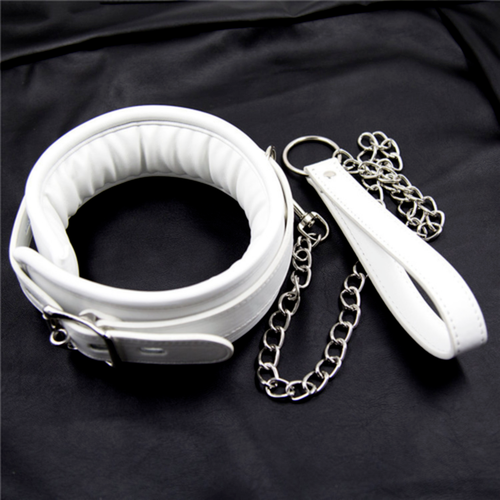 Padded PU Leather Neck Collar Chain Flirting Leash Sexy Restraint for ...