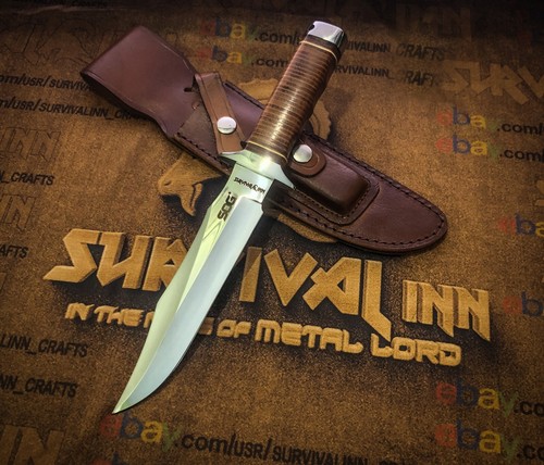 CUSTOM HANDMADE D2 STEEL SOG BOWIE KNIFE LEATHER STACK HANDLE KNIFE ...