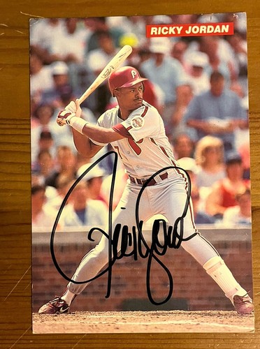 Autographed Ricky Jordan Philadelphia Phillies 1B, Medford Cards 1991 ...