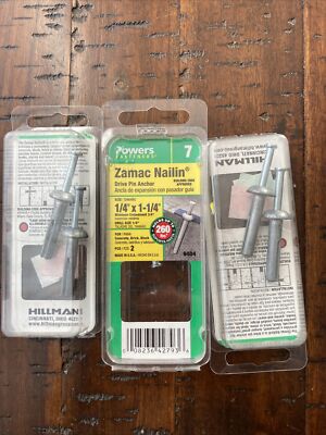Power Fasteners Zamac Nailin Drive Pin Anchor 1/4" x 1-1/4" #9404 (Qty ...