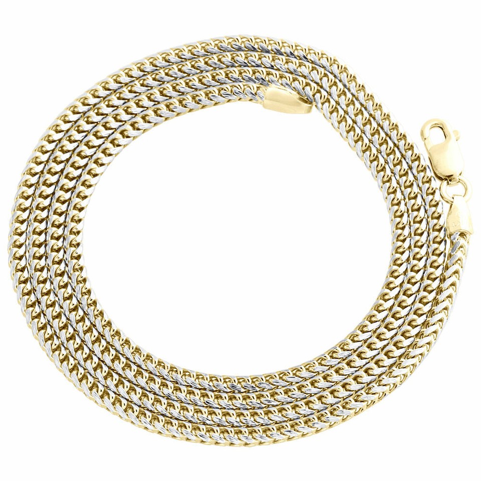 10K Yellow Gold Solid Diamond Cut Franco Box Chain 2mm Necklace 18 - 30 ...