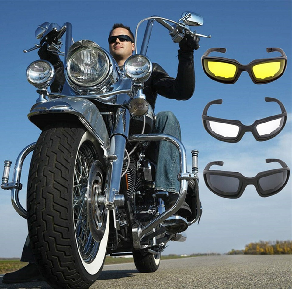 3 Pairs Chopper Sunglasses Motorcycle Riding Glasses Foam Padded Biker ...