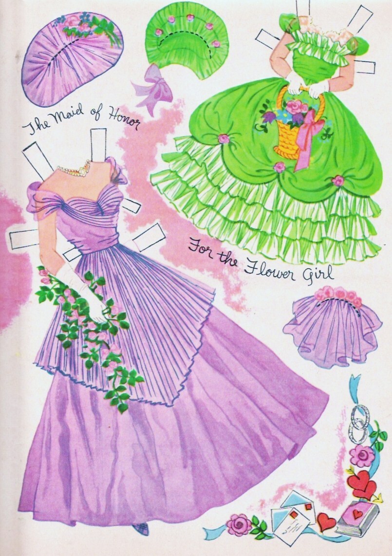 VINTAGE UNCUT 1955 BRIDAL PARTY PAPER DOLLS~#1 TOP REPRODUCTION SELLER ...