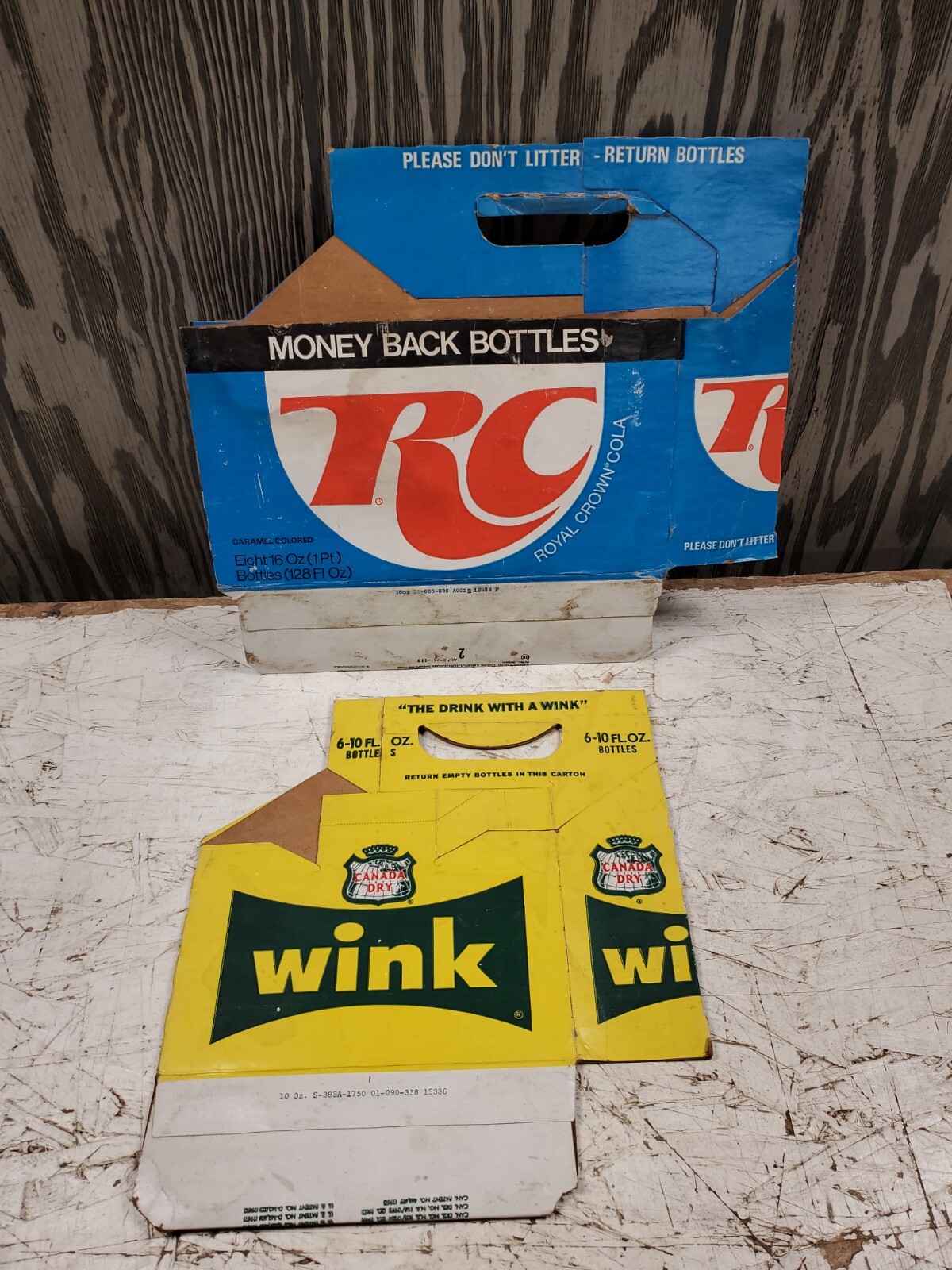 Pair Vintage Cardboard 6 8 Pack Carrier Box Canada Dry Wink Royal Crown ...