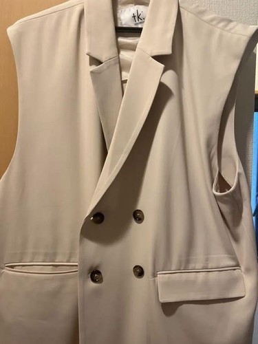 Beige Double Button Vest Gilet | eBay