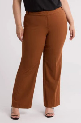 Calvin Klein Women's Solid Flat Front Pants - Luggage - Size 12 | eBay