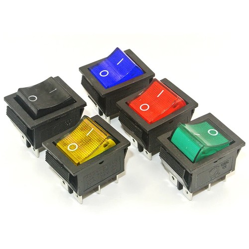 Rocker Switch Panel Mount Latching 2 Position 4 DPST Pins Black Red ...