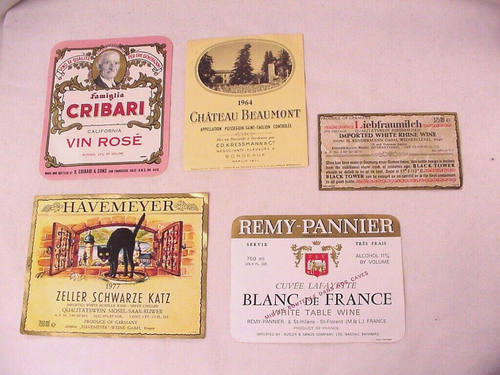 Lot of 5 Vintage Wine Bottle Paper Labels | eBay