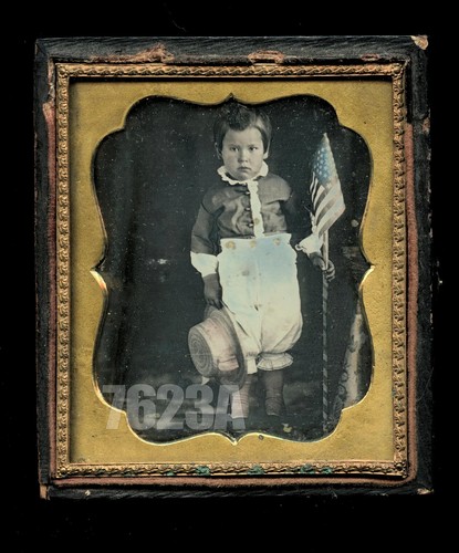 Rare Gold Rush Era Daguerreotype Boy Holding California Statehood Flag ...