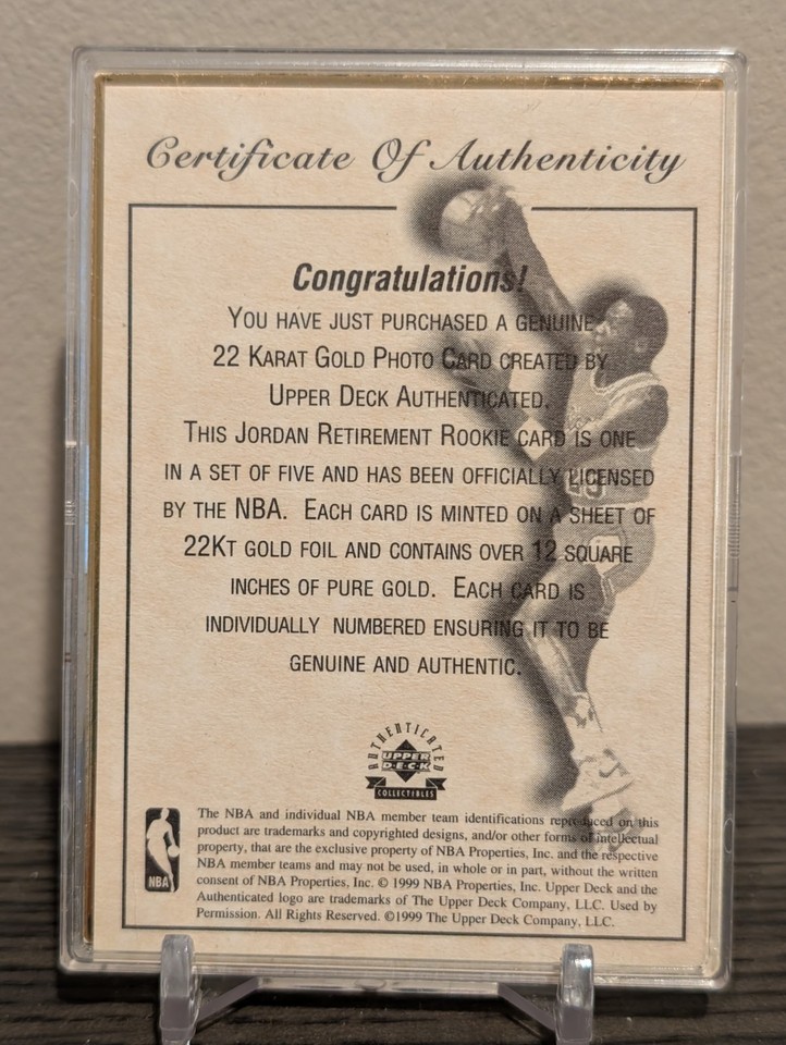 1999 Upper Deck 22 Kt Gold #G23 Michael Jordan SP /9923- 84-85 Rookie ...