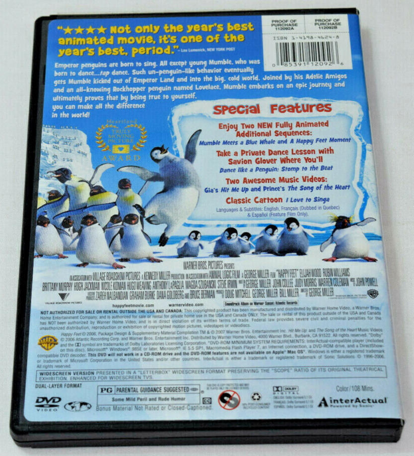 Happy Feet (DVD, 2007, Widescreen) Includes Two All New Animated ...