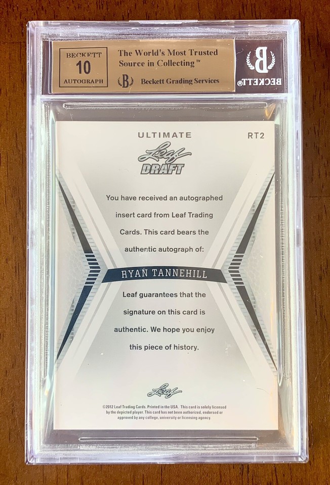 RYAN TANNEHILL 2012 Leaf Ultimate Draft Inscriptions 20/25 GEM MINT 9.5 ...