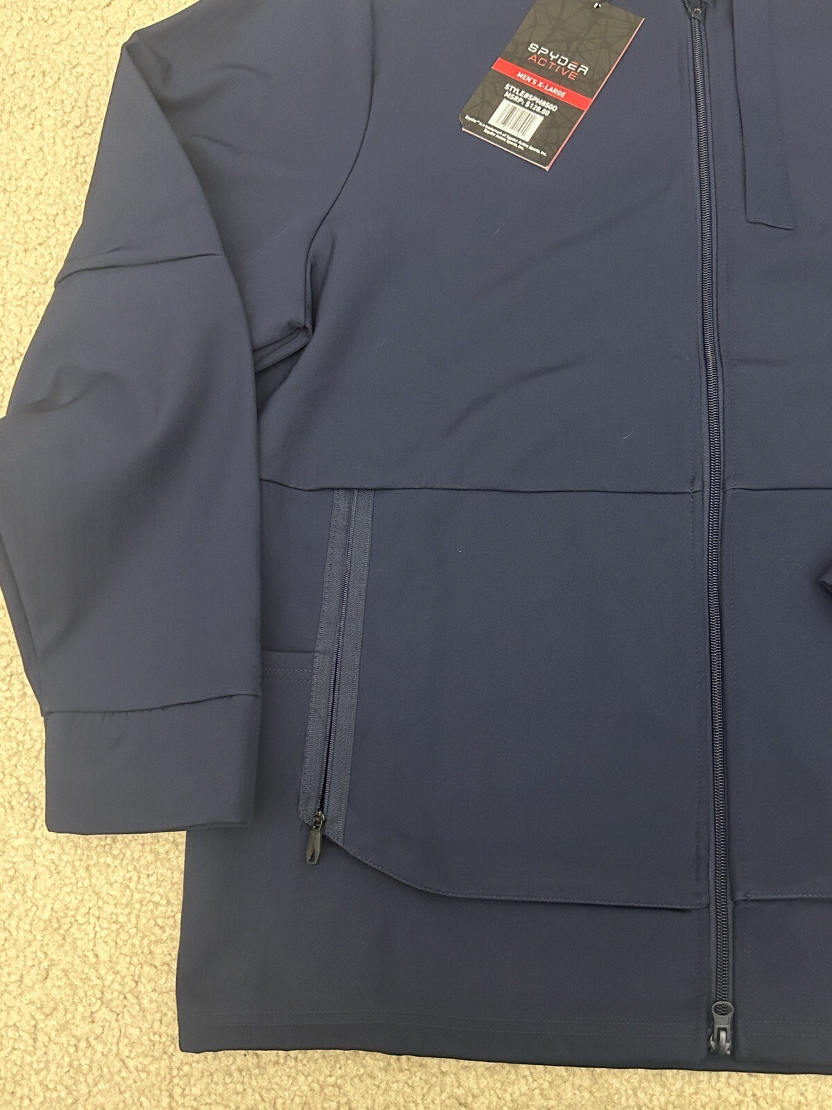 NWT Sz XL SPYDER Active Men's Soft Shell Zip Front Jacket SPM850D Navy ...