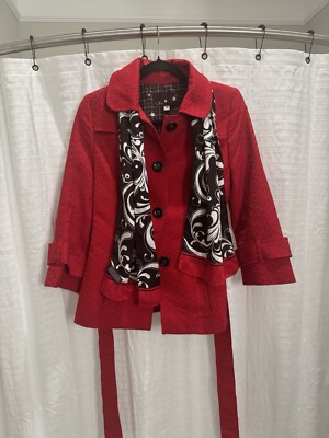 Mary Kay Red Jacket And DIQ Scarf XS Belted And Buttons | eBay