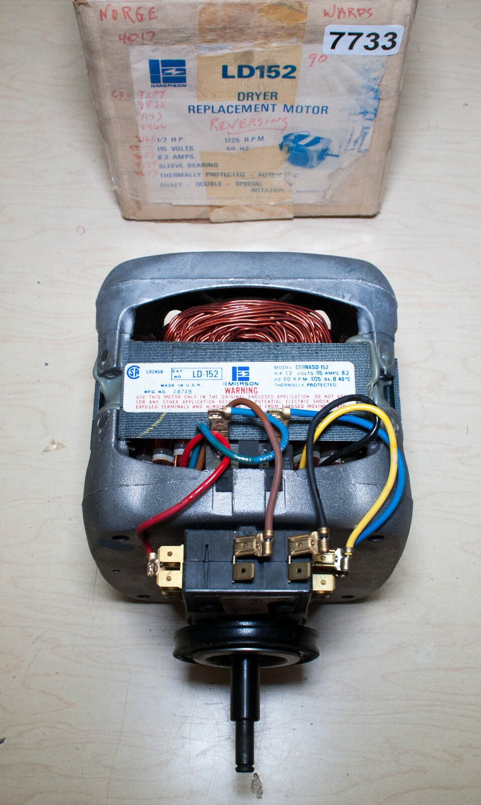 Emerson LD152 Dryer Motor C59NXSD-152 1/2 HP 115V 8.2A 1725 RPM | eBay