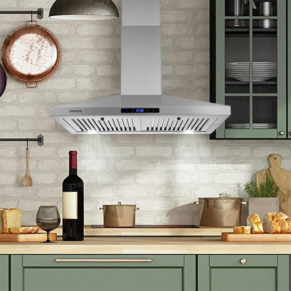 30" Wall Mount Range Hood LCD Display Switch Stainless Steel 350CFM ...