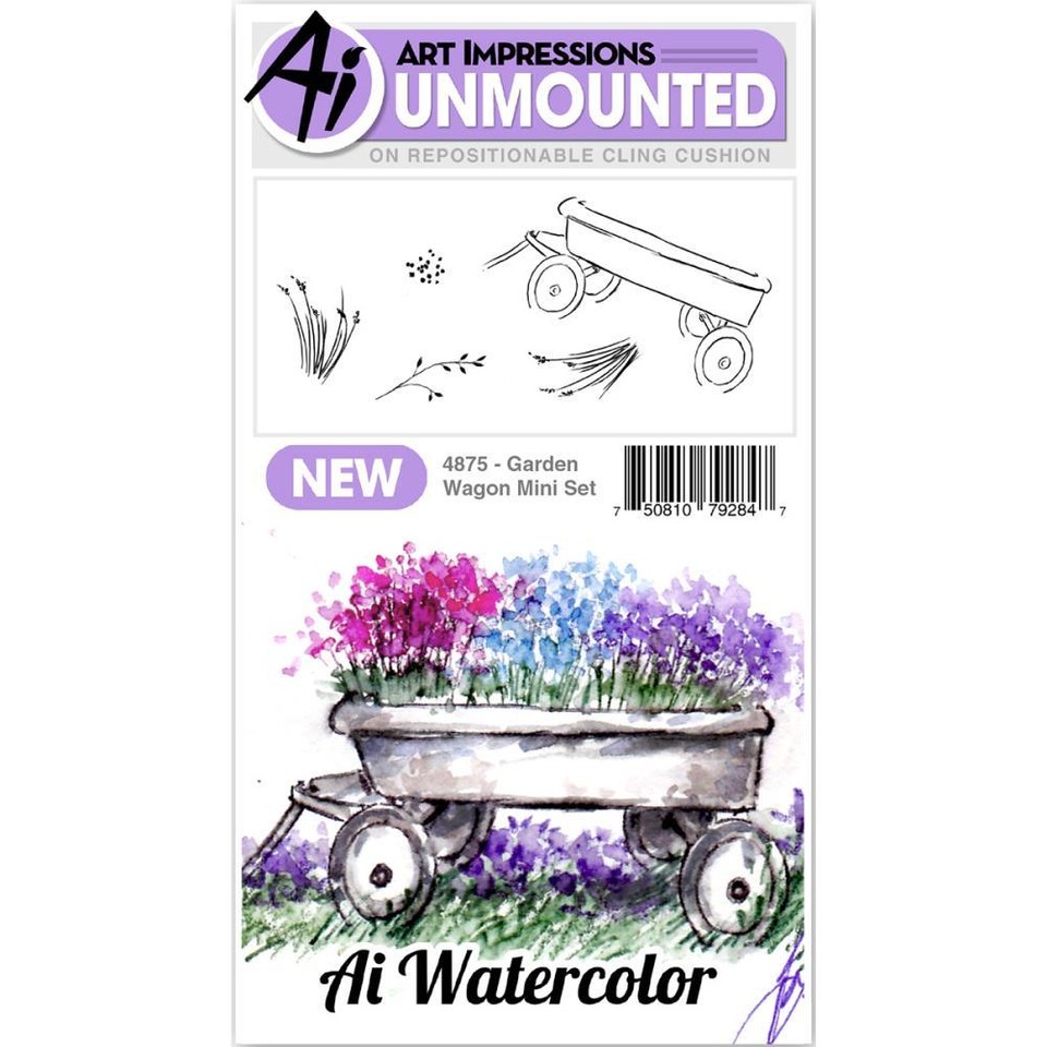 Art Impressions Watercolor Stamp Set Flowers Foliage, Trees, Birdhouse ...