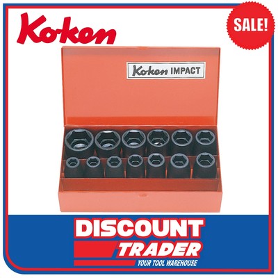 Koken Impact Socket Set 1/2" Square Drive 3/8-1.1/8” Imperial 12 Piece ...