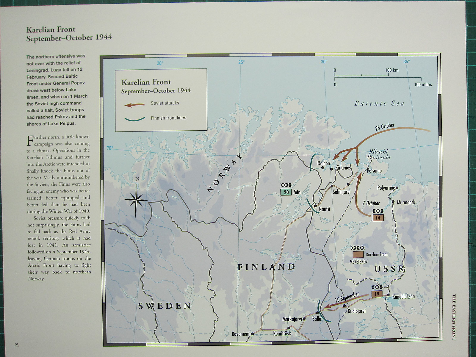 WW2 WWII MAP ~ KARELIAN FRONT SEPT-OCT 1944 ~ SOVIET ATTACKS FINNISH ...