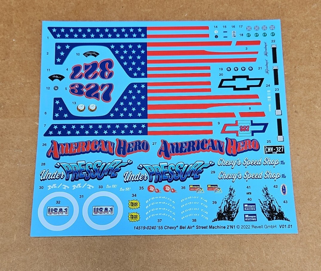 Monogram 1/24 1955 CHEVY BEL AIR GASSER STREET MACHINE DECAL SHEET | eBay