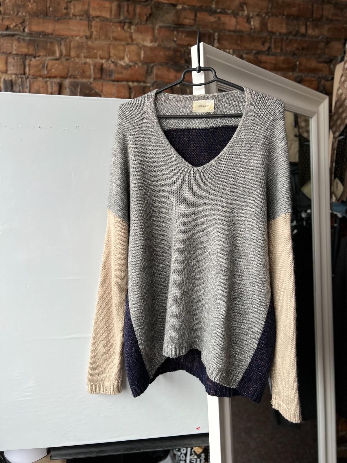 Sita Murt Women’s Premium Oversized V-Neck Knitted Sw… - Gem